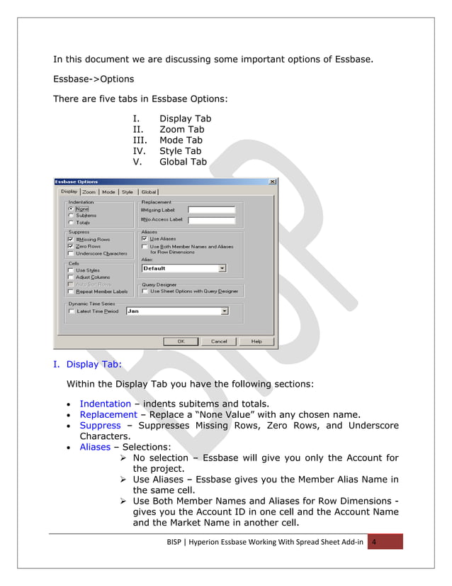 Hyperion essbase working with spread sheet | PDF