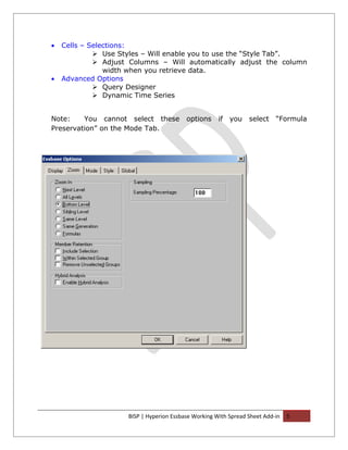 Hyperion essbase working with spread sheet | PDF