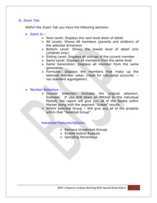 Hyperion essbase working with spread sheet | PDF