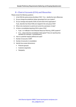 Hyperion Implementation Questionaries | DOC