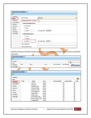 Hyperion planning integration with odi | PDF