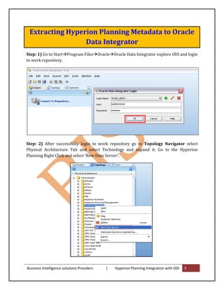 Hyperion planning integration with odi | PDF