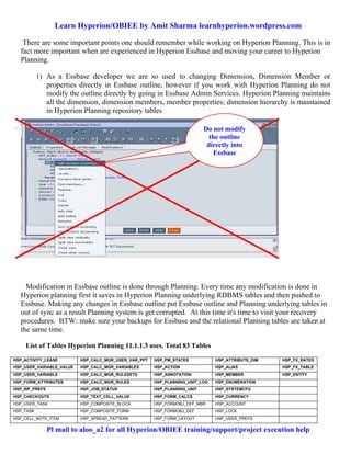 Hyperion planning what you should know | DOC