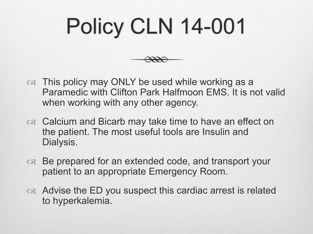 Hyperkalemia protocol presentation | PPTX | Blood Disorders | Diseases ...