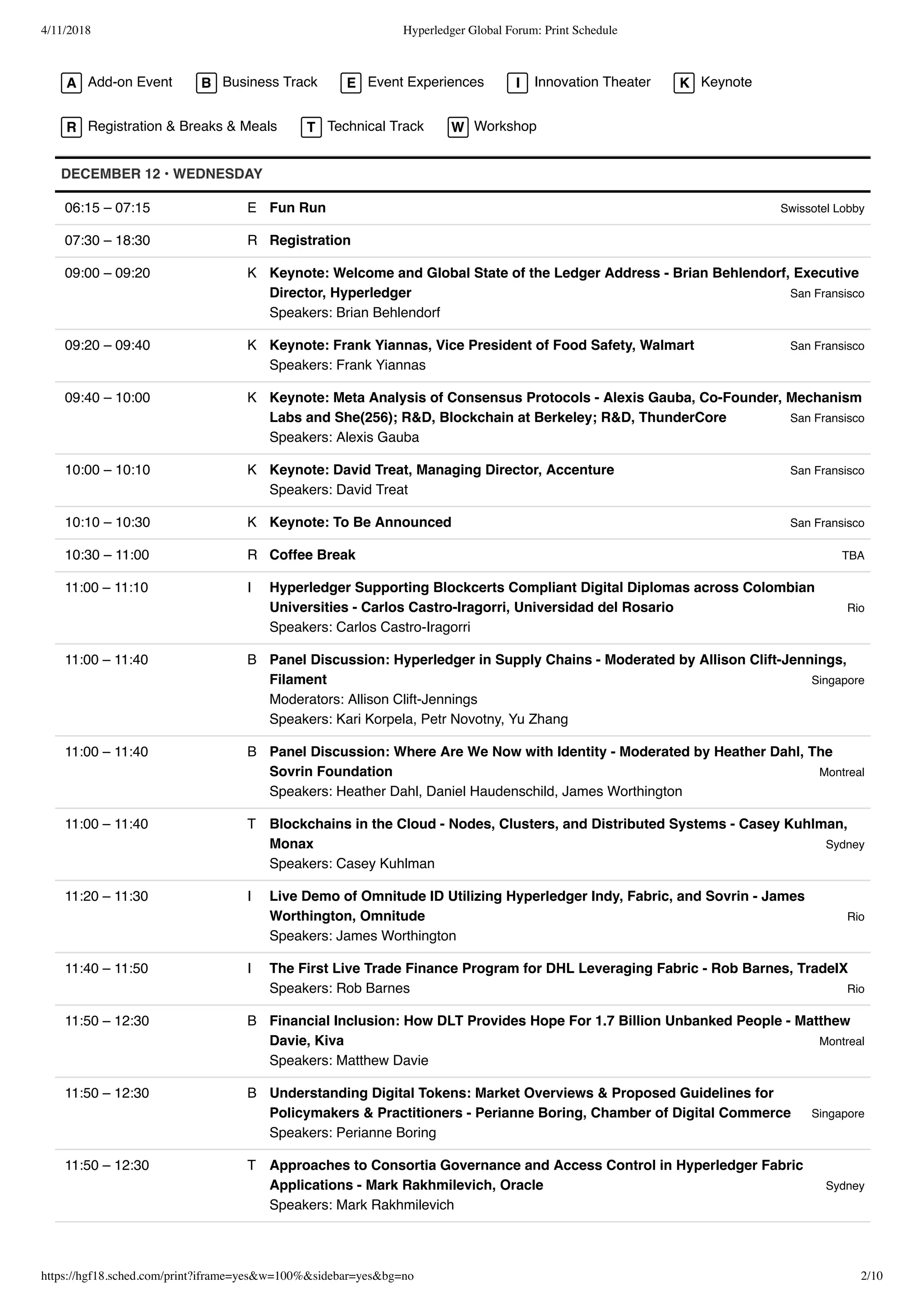 Hyperledger global forum . Agenda | PDF