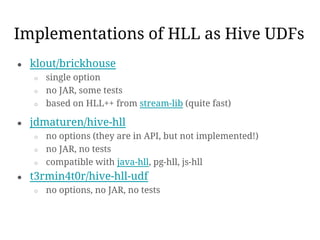 HyperLogLog in Hive - How to count sheep efficiently? | PPT