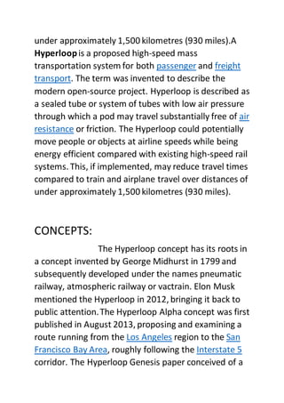 Hyperloop | DOCX | Rail Travel | Travel Type