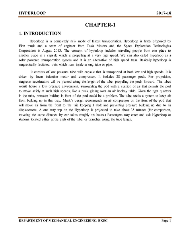 Hyperloop seminar reports | DOCX