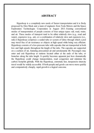 Hyperloop seminar report coverpage and certeficate | DOCX