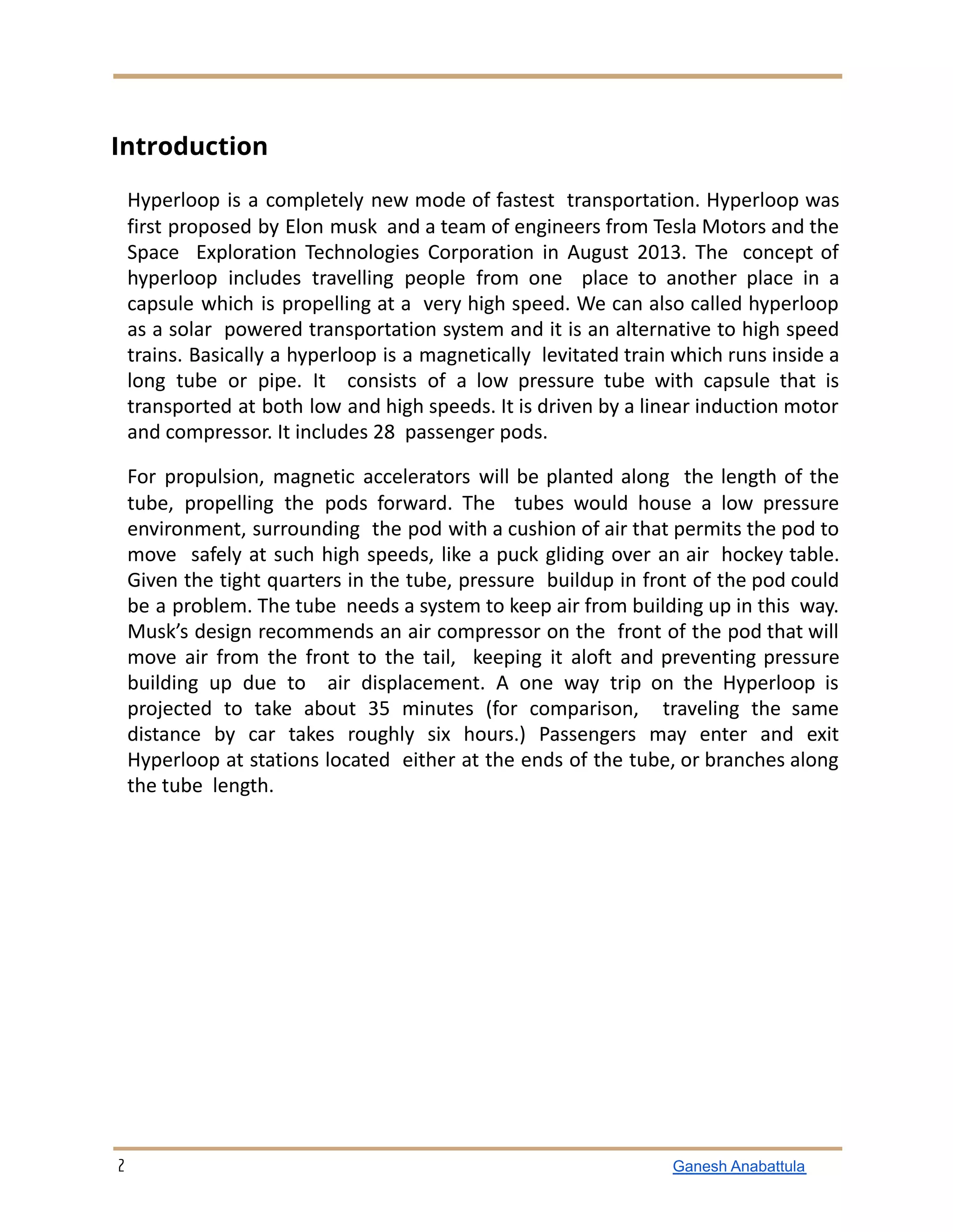 Hyperloop seminar report | PDF