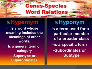 Hypernyms ppt. | PPTX
