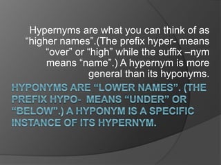 Hypernyms ppt. | PPTX