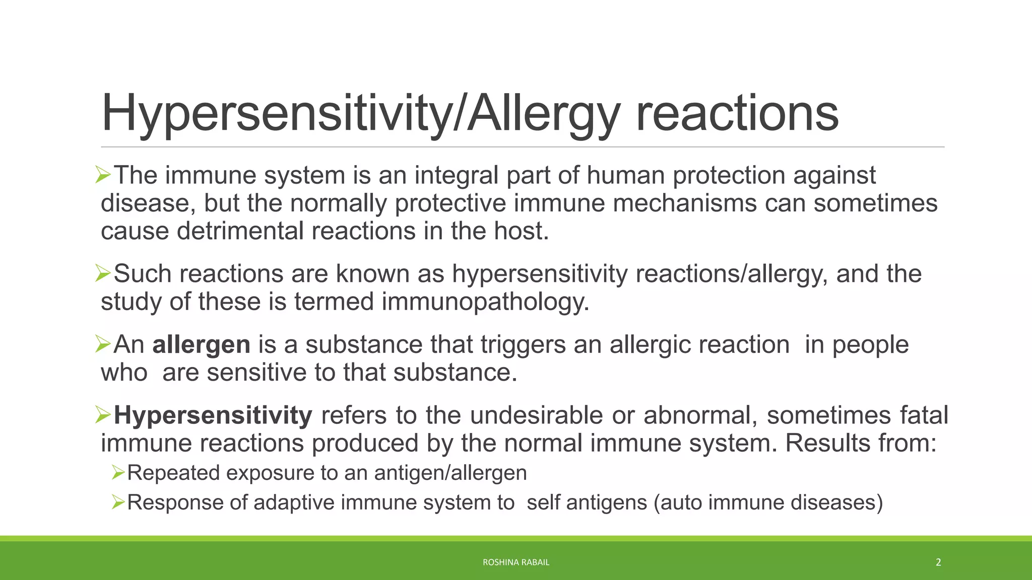 Hypersensitivity allergy reactions | PPSX