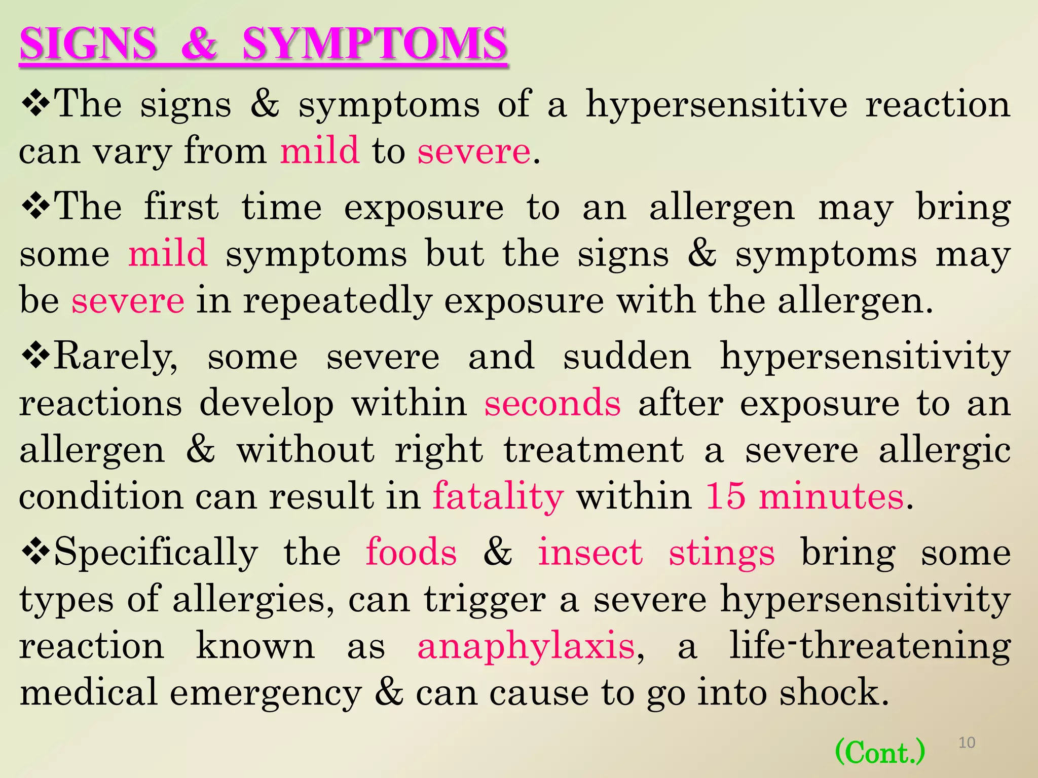 Hypersensitivity or Allergic Reactions | PPTX