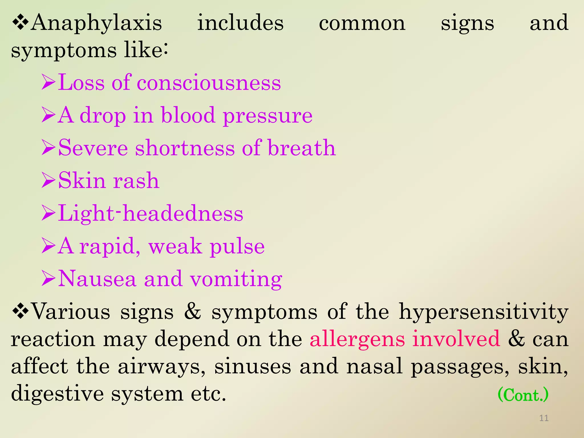 Hypersensitivity or Allergic Reactions | PPTX