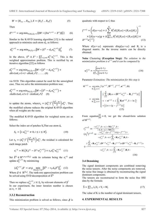 Hyperspectral image mixed noise reduction based on improved k svd algorithm | PDF | 3-D Graphics ...