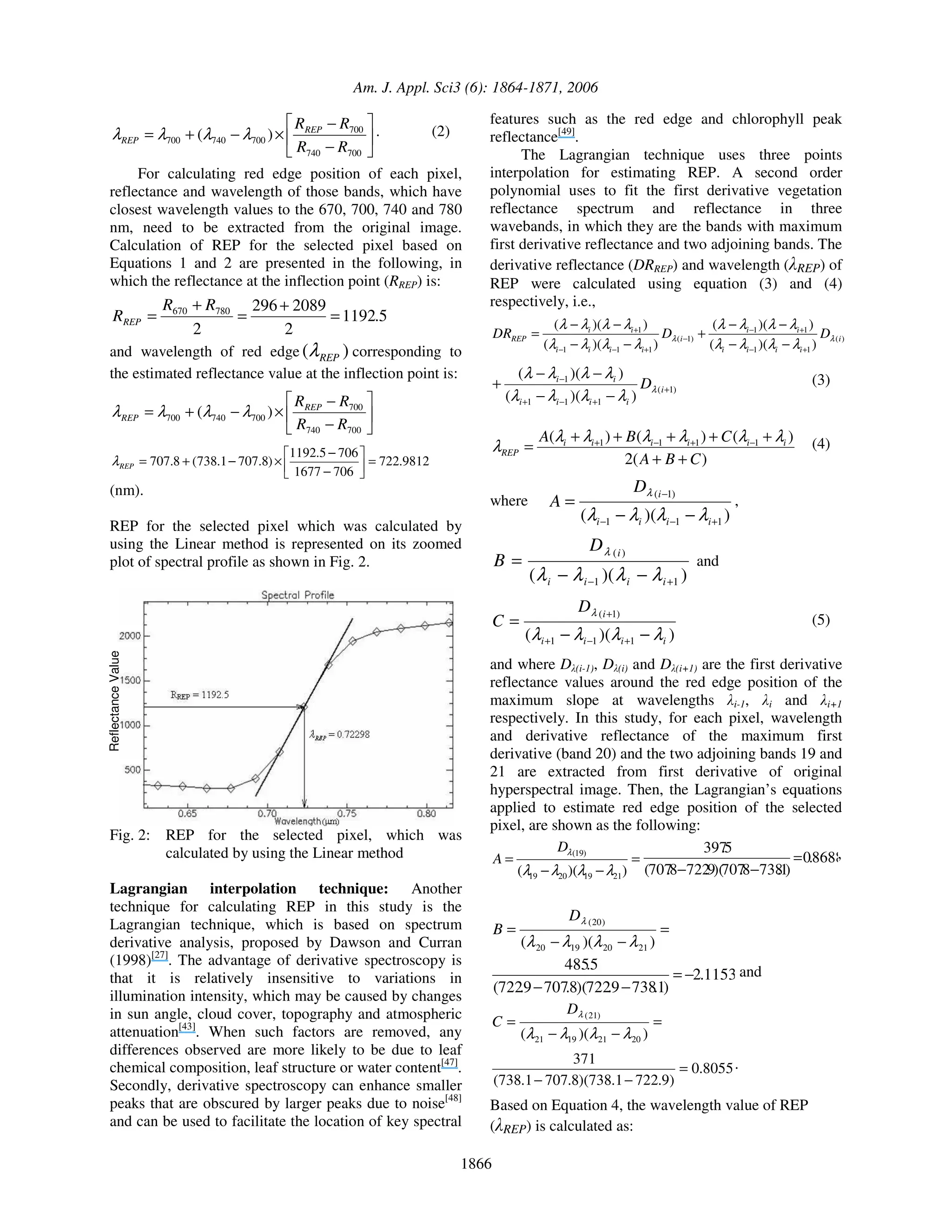 Hyperspectral Remote Sensing Of Vegetation Using Red Edge Position ...