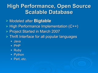 Hypertable Berlin Buzzwords | PPT | Databases | Computer Software and Applications