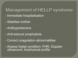 HELPP SYNDROME , CHRONIC HYPERTENSION IN PREGNANCY | PPTX