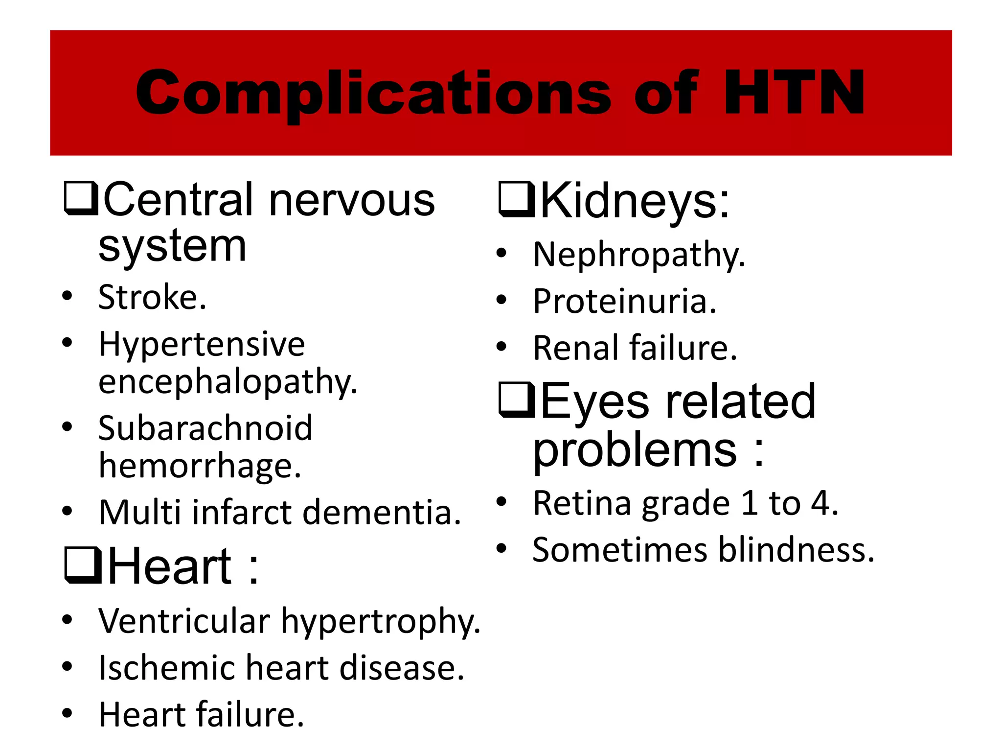 Hypertension Hypertension types causes and management complications ...