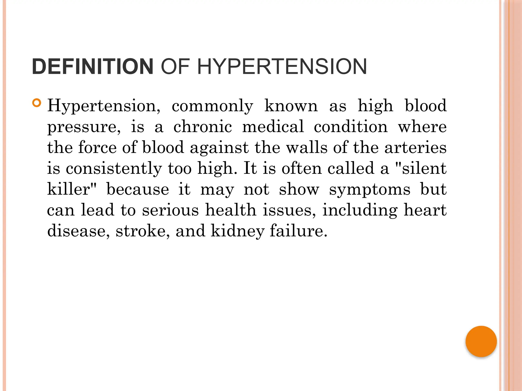 Hypertension short overview / Pharmacotherapeutics / pharmd slides | PPTX