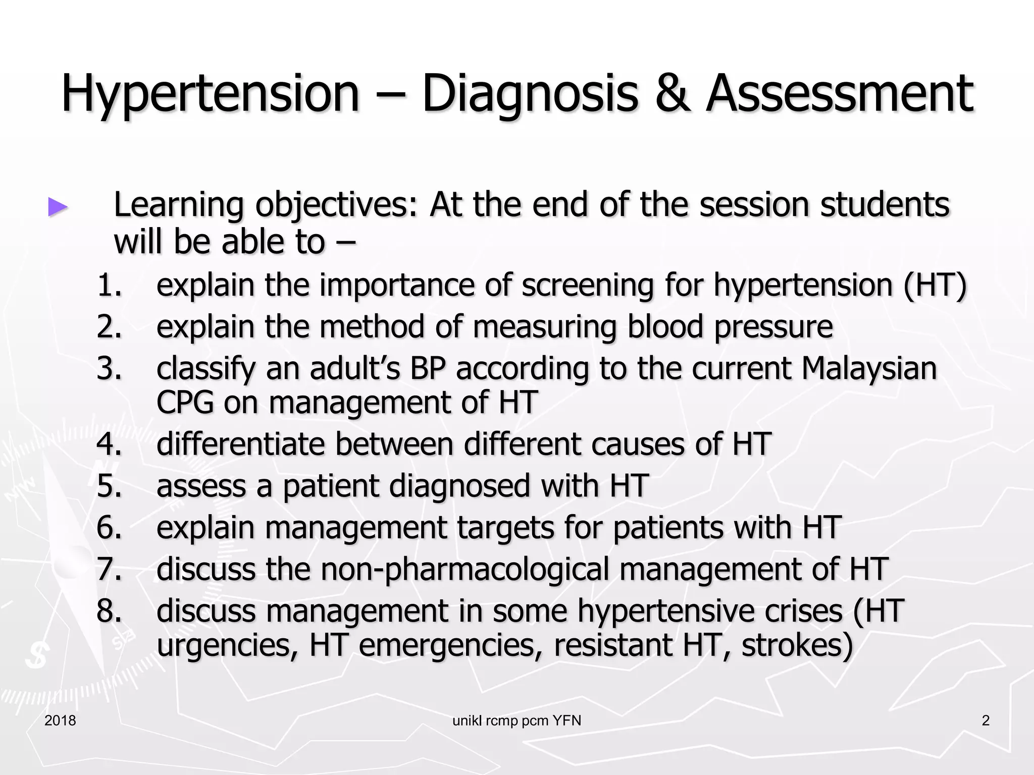 Hypertension diagnosis & assessment 2018 | PDF
