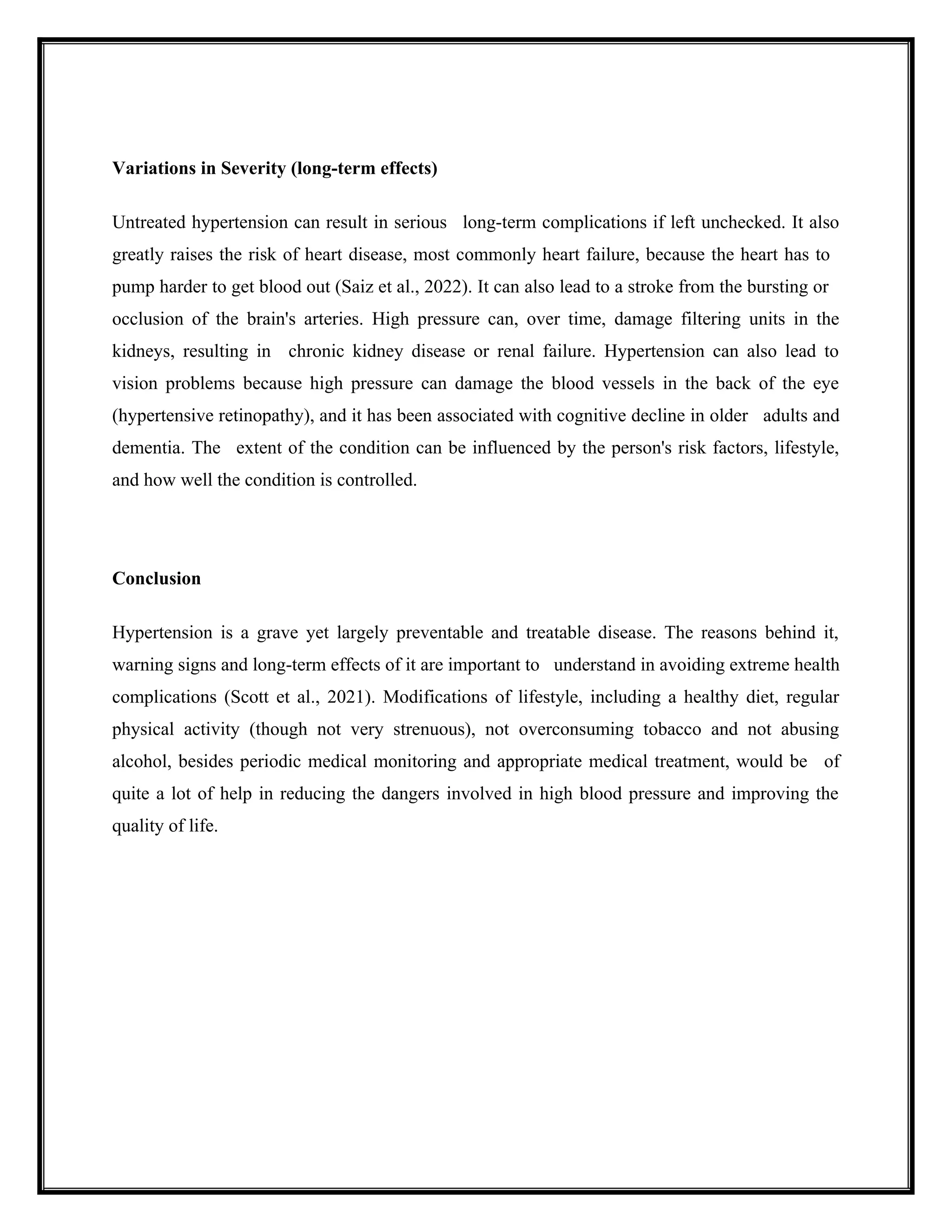 Hypertension (High Blood Pressure) Health | DOCX