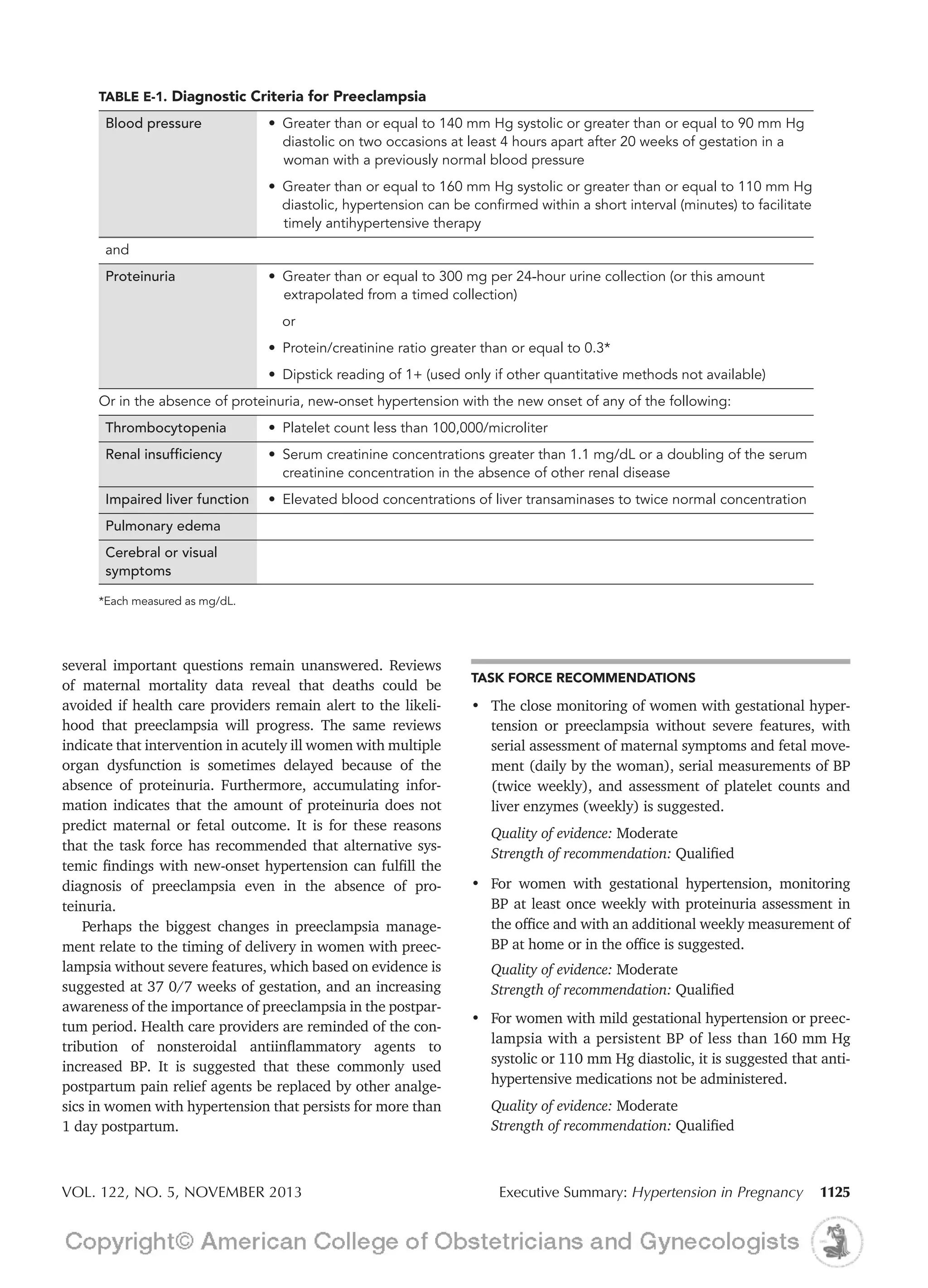 Hypertension in pregnancy acog 2013 | PDF