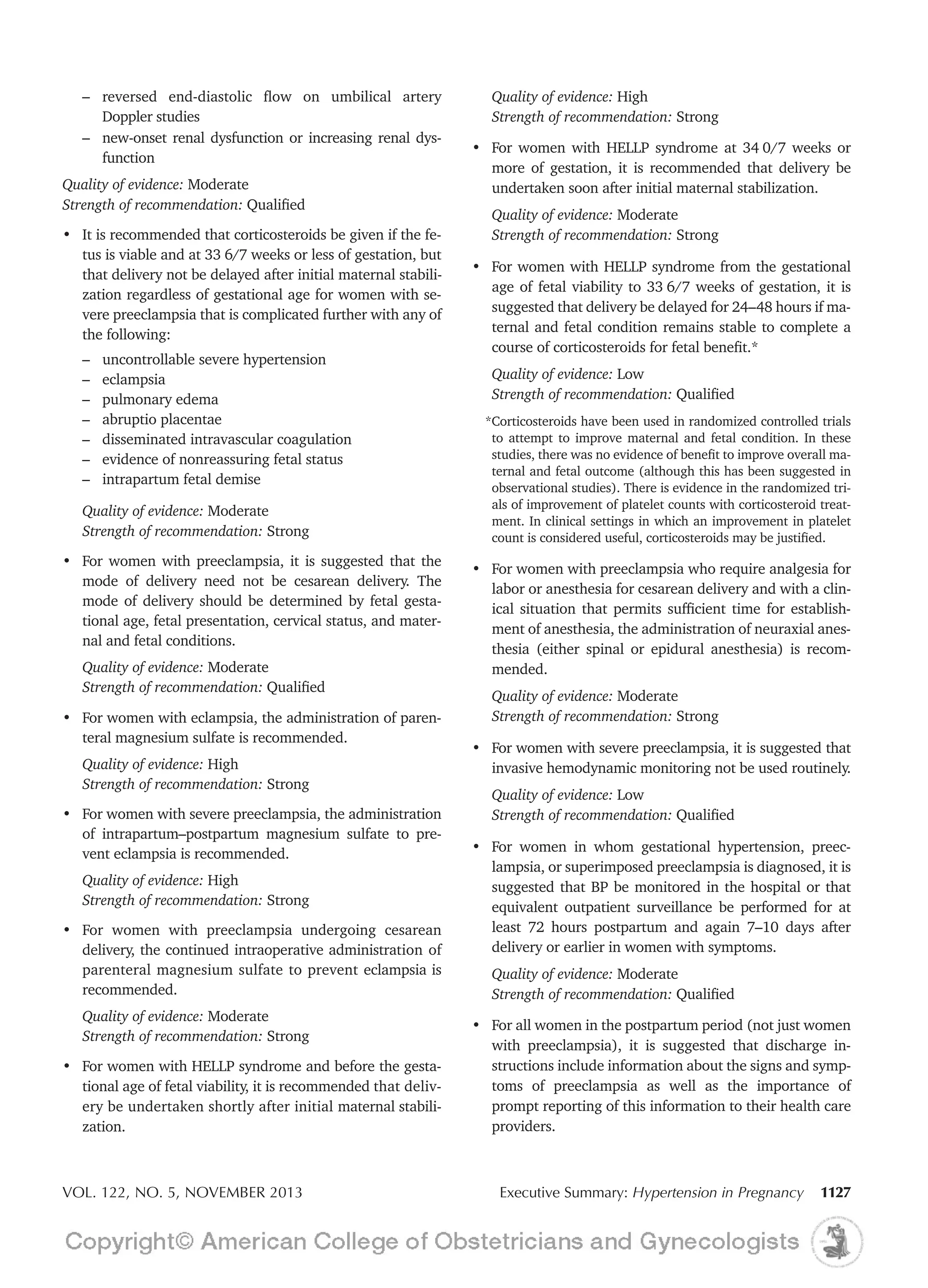 Hypertension in pregnancy acog 2013 | PDF