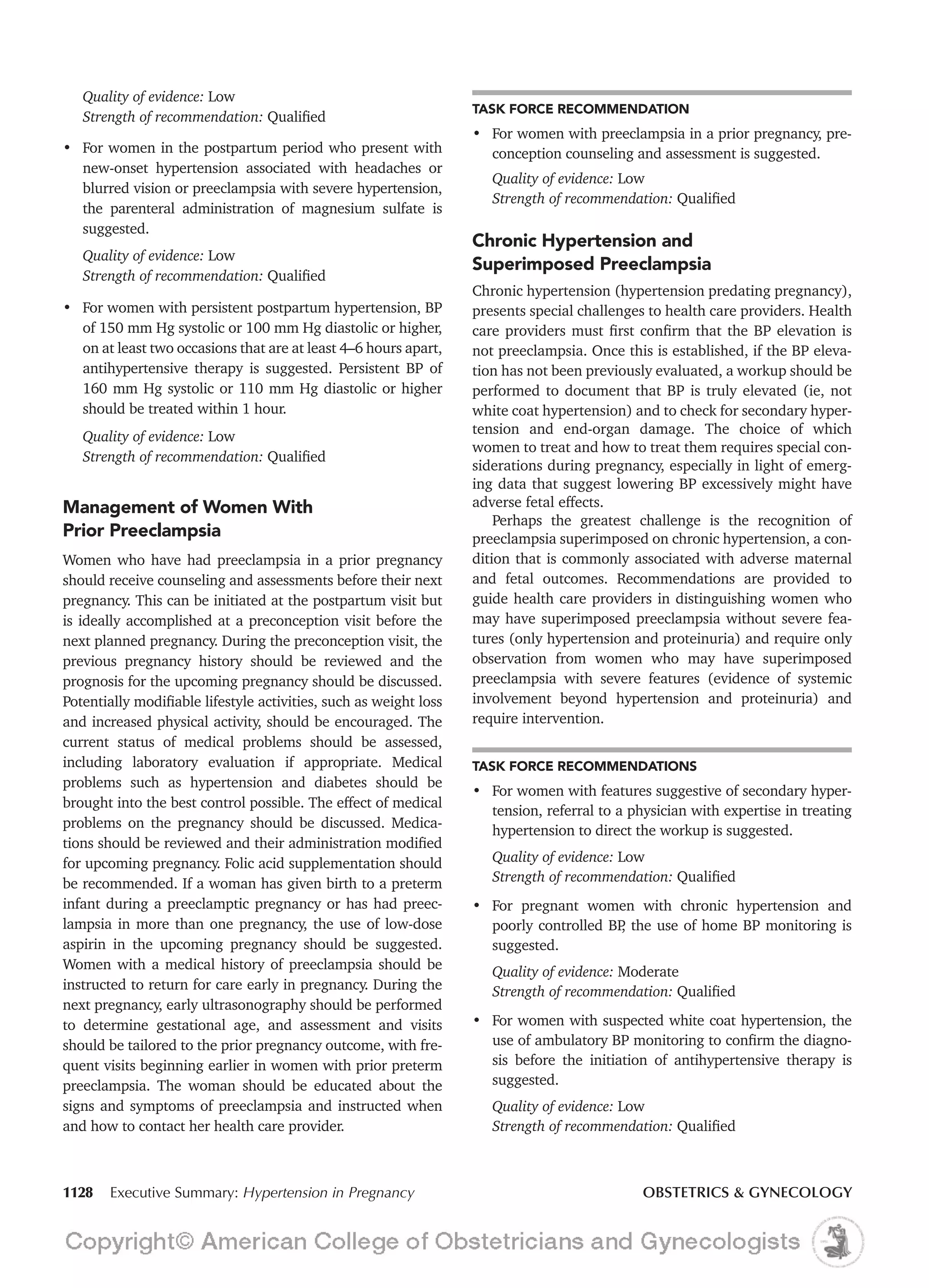 Hypertension in pregnancy acog 2013 | PDF