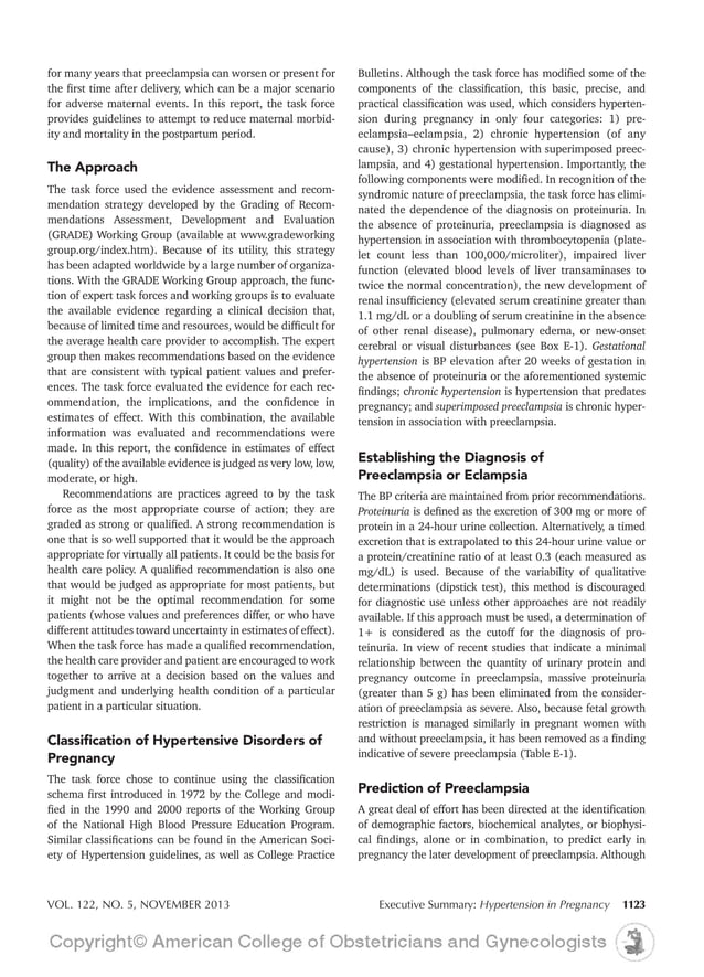 Hypertension in pregnancy acog 2013 | PDF