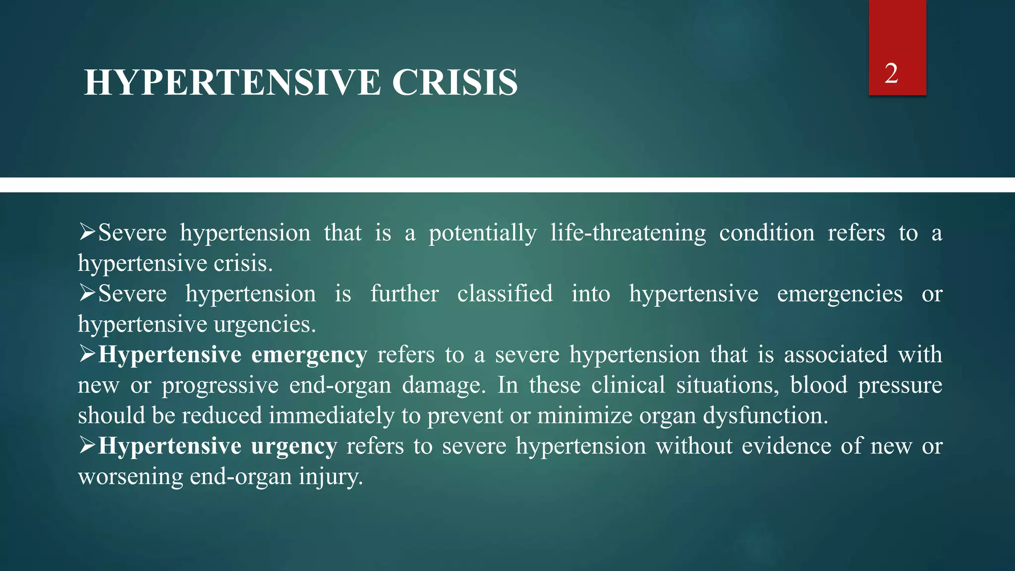 HYPERTENSIVE EMERGENCY | PPTX