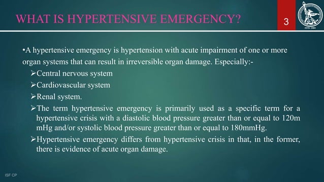HYPERTENSIVE EMERGENCY | PPTX