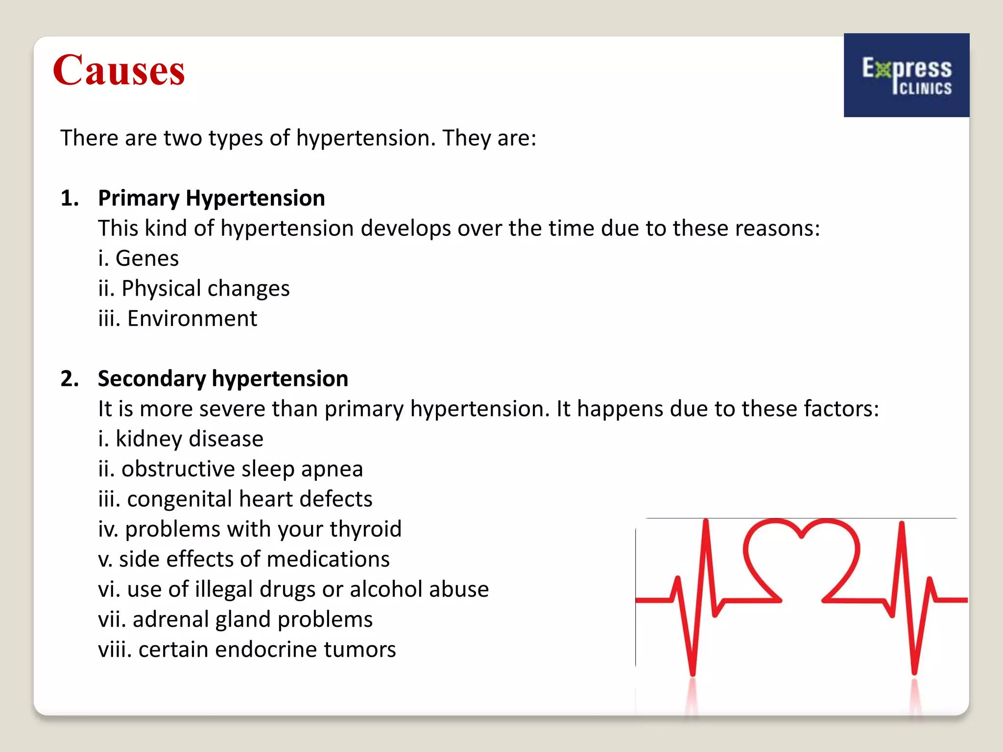 Hypertension - Causes Symptoms Diagnosis and Treatment | PDF