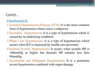 Hypertension PPT.pptx High blood pressure it's cause and management | PPT