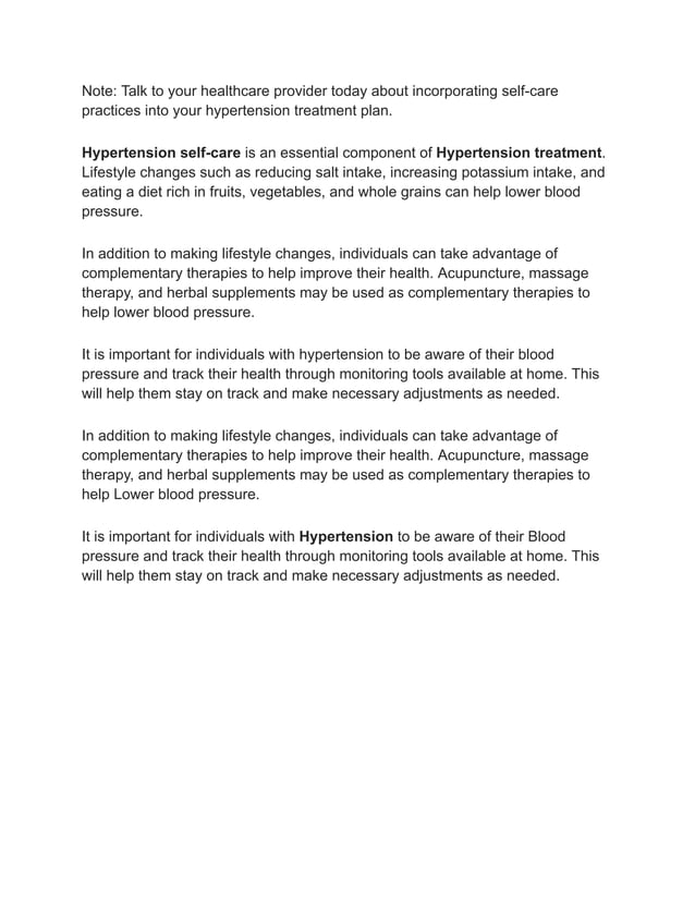 Hypertension Self-Care Treatment_ Beyond Medication.pdf Hypertension Self-Care Treatment_ Beyond Medication.pdf