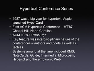 Hypertext2007 Wendy Hall - "Whatever Happened to Hypertext?" | PPT