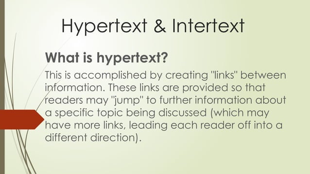 Hypertext & Intertext power point presentation | PPTX