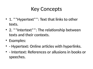 Hypertext and Intertextuality Module in | PPTX