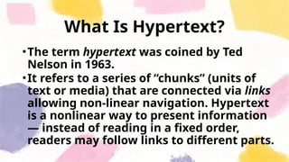 Hypertext versus Intertext-Understanding Hypertext and Intertextuality ...