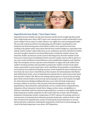 Hyperthermia Case Study Term Paper Tutors.pdf | Eldercare | Family and ...