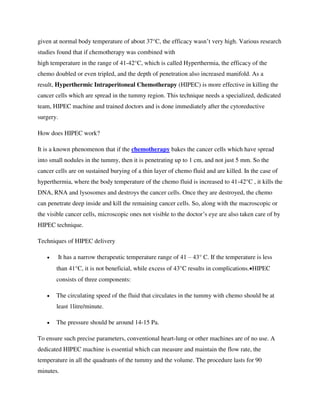 Hyperthermic intraperitoneal chemotherapy | PDF