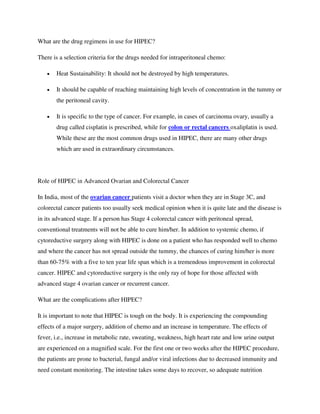 Hyperthermic intraperitoneal chemotherapy | PDF