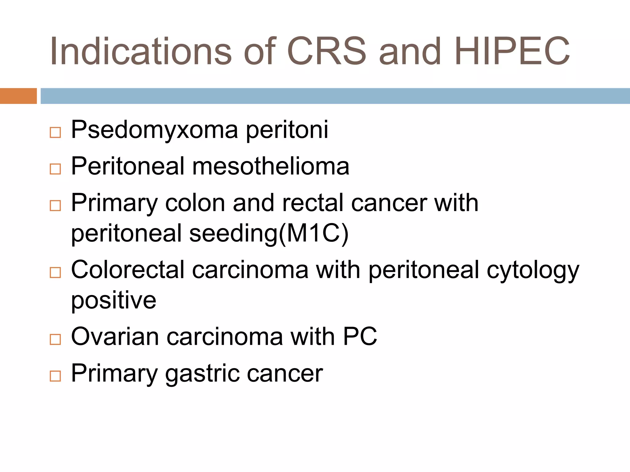Hyperthermic intraperitoneal chemotherapy | PPTX