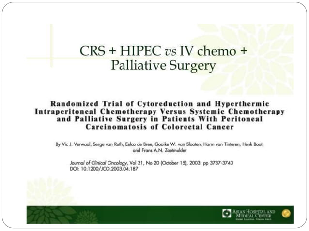 Hyperthermic intraperitoneal chemotherapy | PPTX | Cancer | Diseases ...