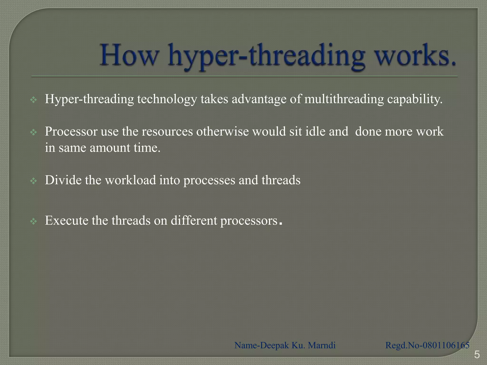 Hyper threading technology | PPTX