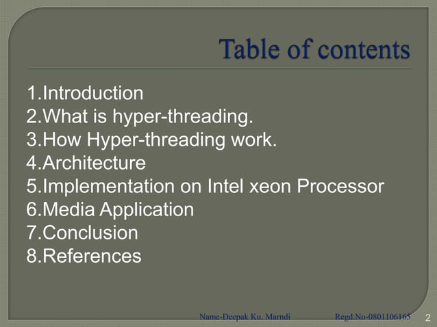 Hyper threading technology | PPTX