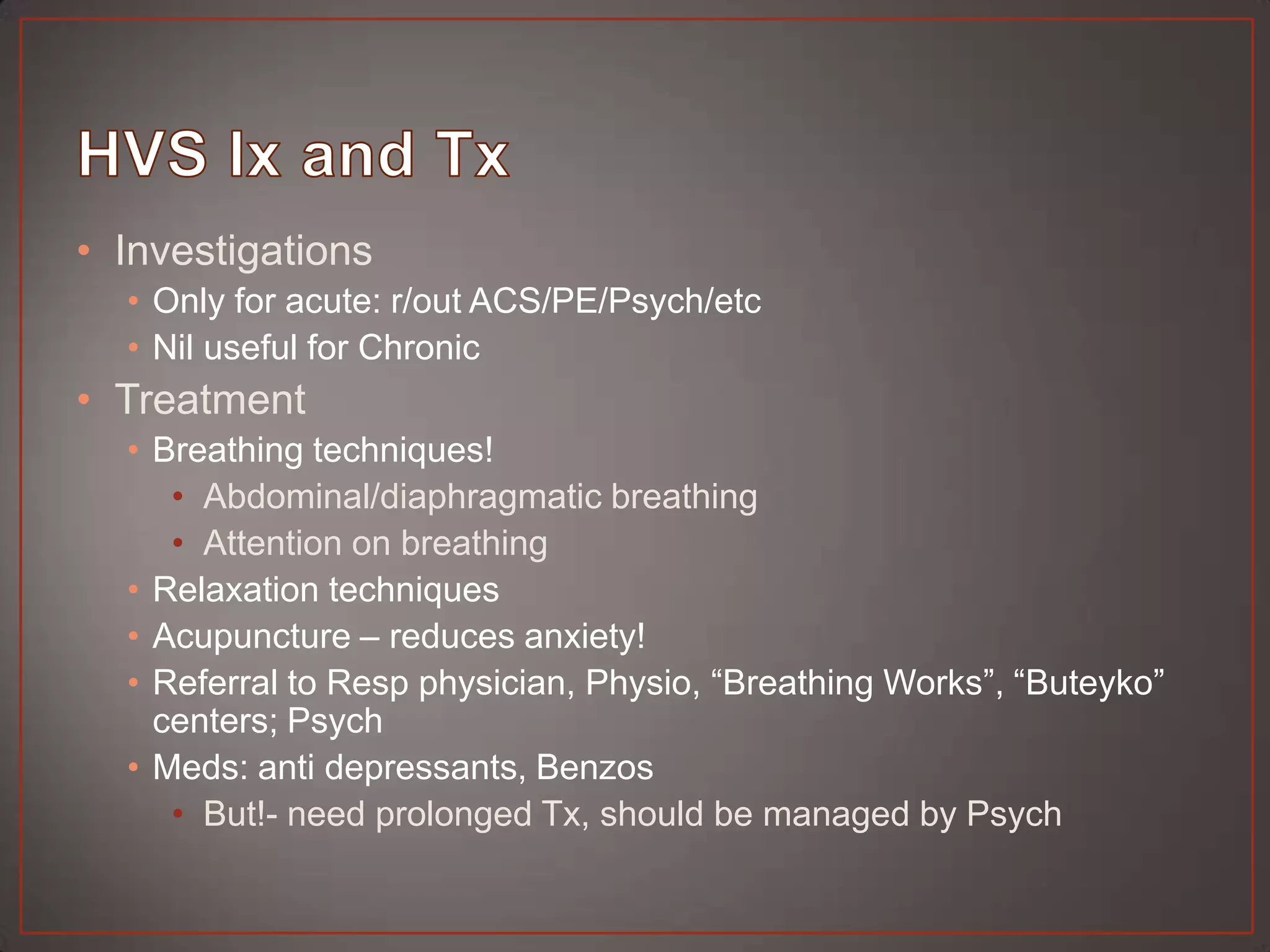 Hyperventilation syndrome | PPTX | Lung and Respiratory Health | Diseases and Conditions