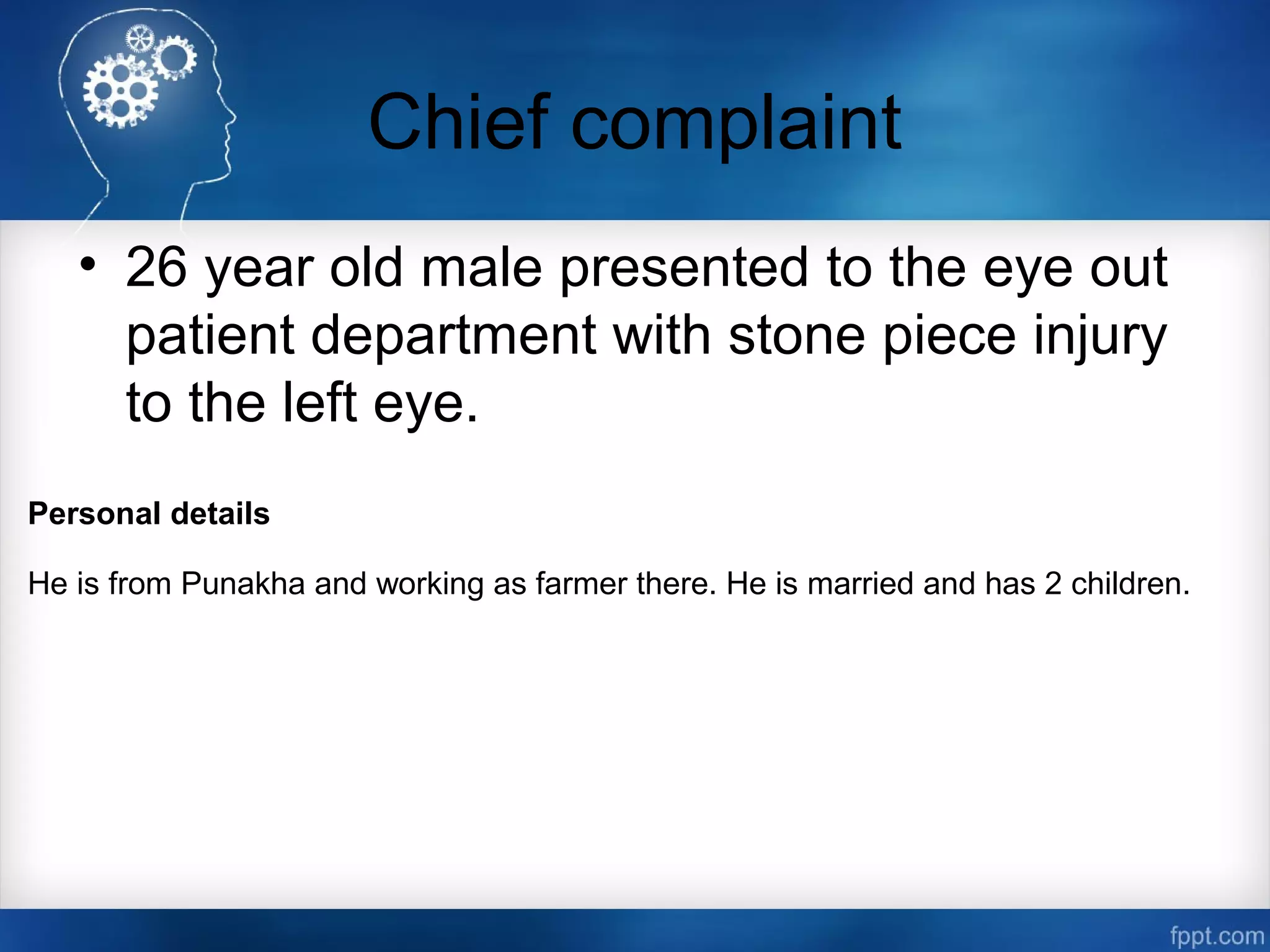 case of a blunt trauma to the left eye causing traumatic hyphema | PPT