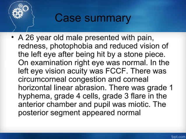 case of a blunt trauma to the left eye causing traumatic hyphema | PPT ...